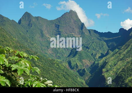 Mountains of Tahiti island, the mount Orohena on the left ( highest ...