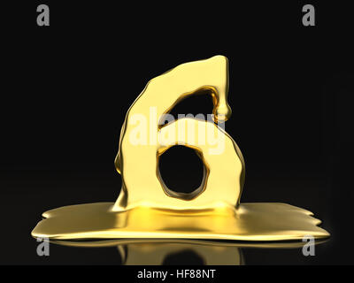 gold number six 3D illustration isolated on black background Stock ...
