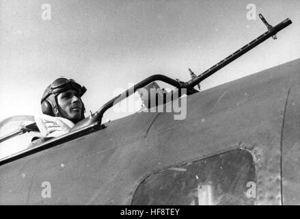 German machine gunner in an airplane during first days of World War 2 ...