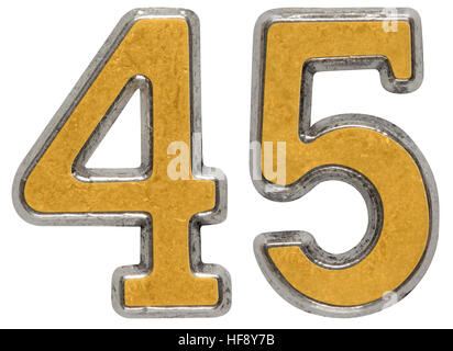 Gold number 45 foil birthday balloon isolated on white. Golden party ...
