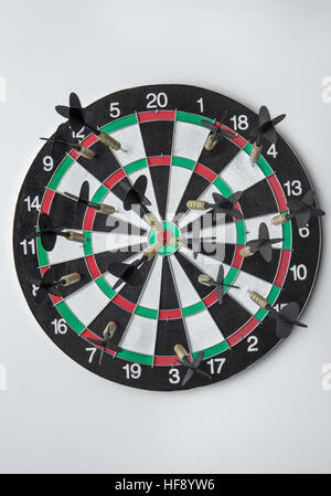 A closeup shot of a dartboard with many hitting points Stock Photo - Alamy
