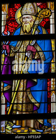 Stained Glass depicting Saint Dunstan and Saint Bavo in the Cathedral ...
