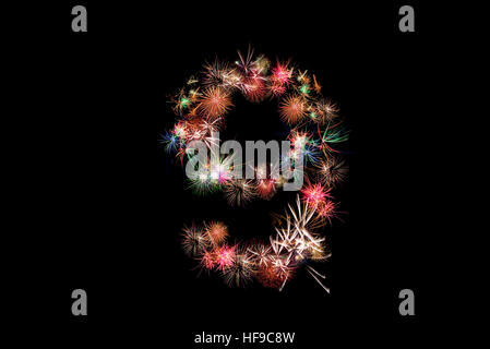 Fire alphabet number 9 nine isolated on black background Stock Photo ...