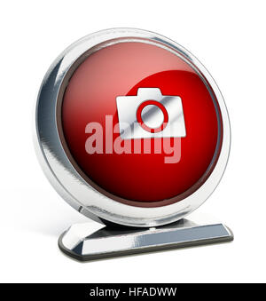 Round glossy icon with white design on green background Stock Photo - Alamy