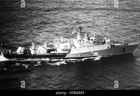 A starboard view of a Soviet Grisha V class light frigate underway ...