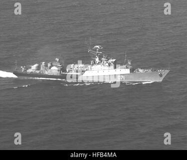 A Soviet Grisha V class light frigate fires a rocket from one of its ...