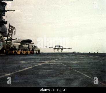 E-1B Tracer aircraft of VAW-121 performs carrier launch operations from ...