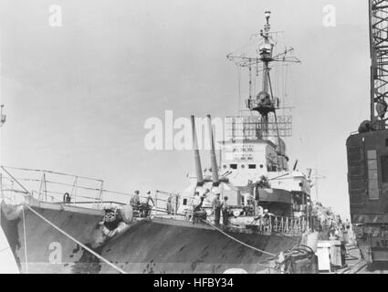 Forecastle of former German destroyer Z39 in drydock at the Boston ...