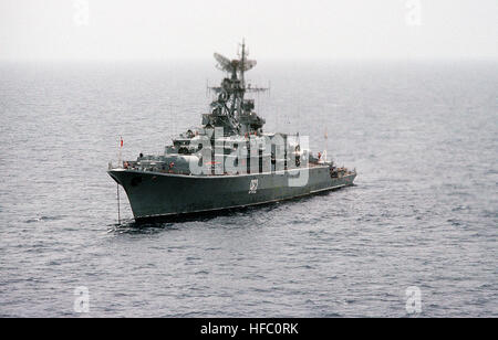 A port bow view of the Soviet Krivak I-class guided missile frigate ...