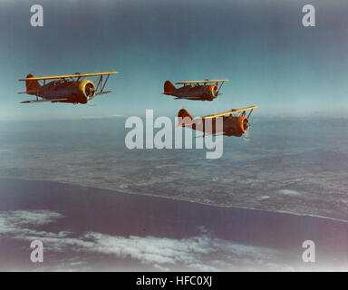 Grumman F3F-1, a biplane fighter used by the U.S. Navy in the late ...