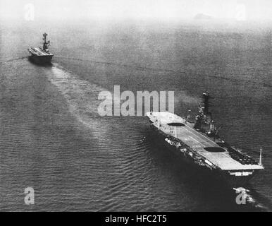 HMAS Sydney (R17) and USS Valley Forge (LPH-8) underway in May 1964 ...