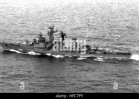 A port view of the Soviet Modified Kashin class guided missile ...