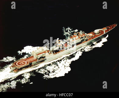 A starboard view of the Soviet Krivak III class frigate IMENI 70 LETIYA ...