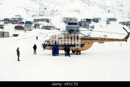Soviet dignitaries and members of the Soviet press prepare to depart ...