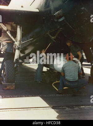 TBM Avenger with Mark 13 torpedo aboard USS Wasp (CV-18), 13 October ...