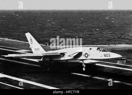 An RA-5C reconnaissance aircraft from RVAH-13 is camouflaged and ...
