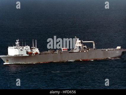 A port view of the Soviet heavy lift cargo ship ANADYR underway. The ...