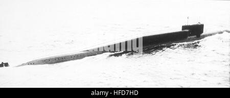 A view of a Soviet Delta III class nuclear-powered ballistic missile ...