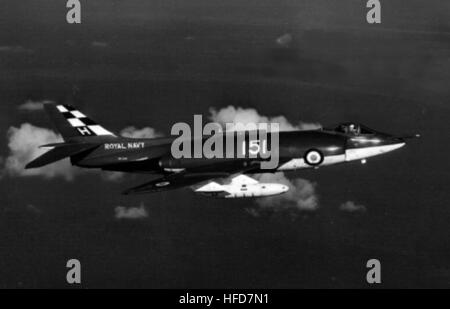 A Scimitar F1 aircraft from 803 Naval Air Squadron is launched from the ...