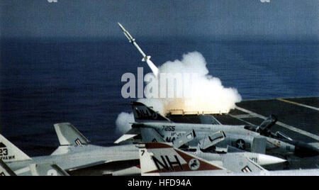Terrier missile launch from USS Kitty Hawk (CV-63) 1975 Stock Photo - Alamy