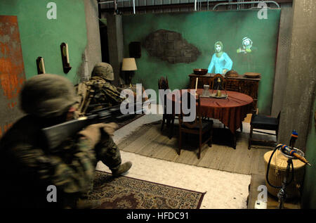 Marines with the Battle Simulation Center, Marine Corps Base Camp Pendleton, Calif., train with ...