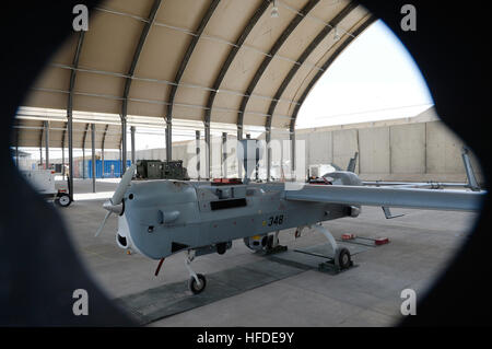 UAV MQ-5B Hunter launch and recovery at Kandahar Airfield 150806 Stock ...