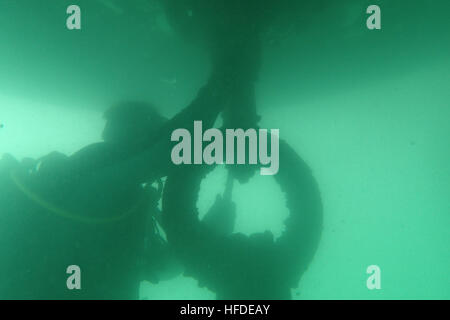 UCT ONE Seabees perform inspection on ATFP Barrier in Naval Station ...