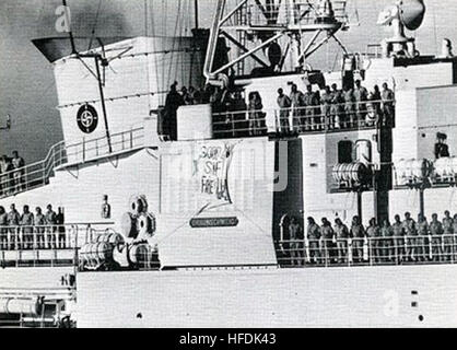 Amidships detail of the German frigate Braunschweig (F225) in 1972 ...