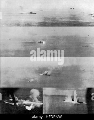 Battleship Yamato under attack 7 April 1945 Stock Photo - Alamy