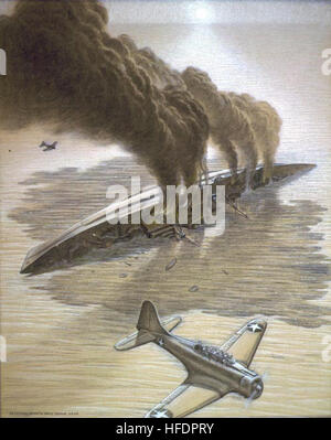 Battle of Midway- Mikuma capsizing 88-188-ac Stock Photo - Alamy