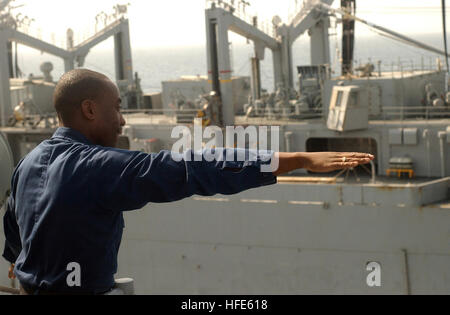 US Navy Signalmen aboard the guided missile cruiser USS Anzio (CG 68 ...