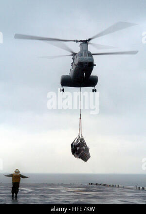 One of the Marine CH-46 Sea Knight helicopters taking part in a ...
