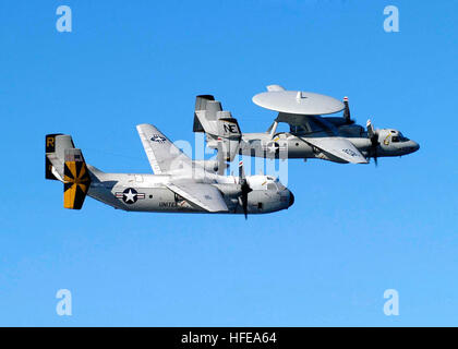 US Navy E-2C Hawkeye and a C-2A Greyhound aircraft from the aircraft ...