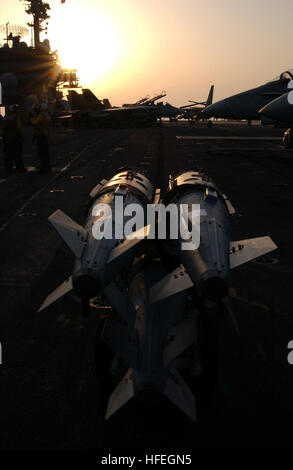 US Navy Two GBU-31 Joint Defense Attack Munitions (JDAM) are positioned ...
