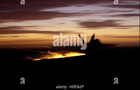 US Navy Sparks fly from the tailhook of an F-A-18F Super Hornet as it ...