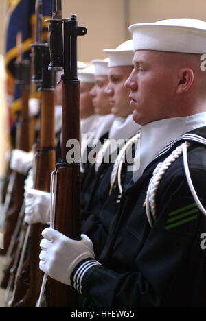 US Navy Sailors of the U.S. Navy Ceremonial Honor Guard pass in review ...