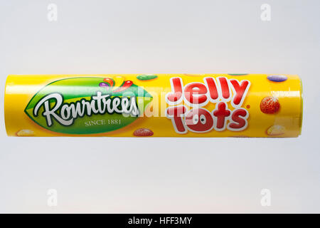 A close up of jelly-tots, a sugar coated chewy fruit sweet by Roundtree ...