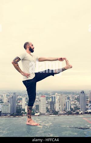 Man Practice Yoga Rooftop Concept Stock Photo - Alamy