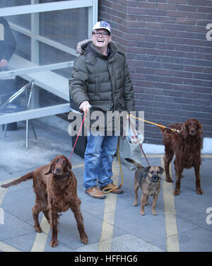 Alan Carr and his three dogs outside ITV Studios Featuring: Alan Carr ...