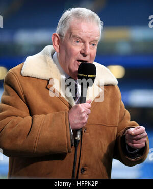 BBC Sport commentator John Motson on the pitch before the Premier ...