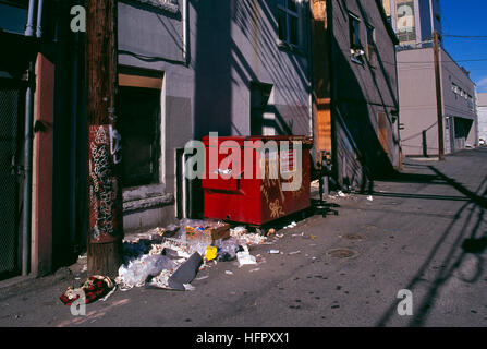 garbage in a dumpster back alley vancouver canada Stock Photo - Alamy