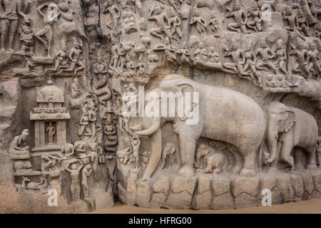 Descent of the Ganges and Arjuna's Penance ancient stone sculpture ...