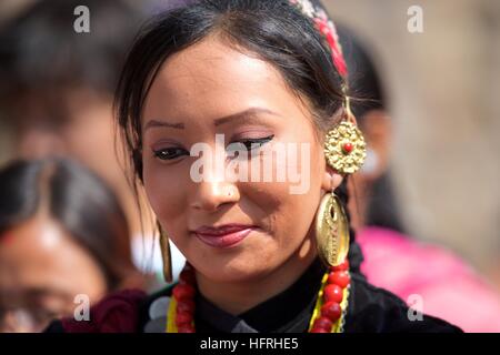 Nepal Nepalese woman traditional dress makeup celebration wedding ...