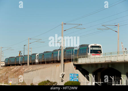 A Transperth railway train at Fremantle Station in Western Australia ...