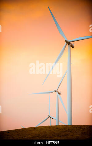 Wind turbines lining the hills in the US western high desert Stock ...