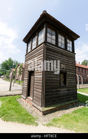 One of the preserved SS Nazi guard towers at Auschwitz Birkenau Nazi ...