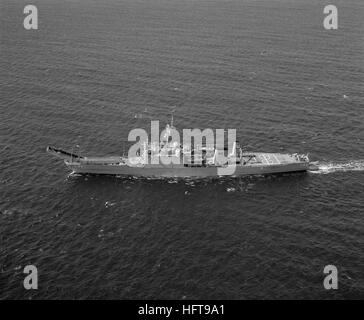 An elevated port view of the tank landing ship USS CAYUGA (LST-1186 ...