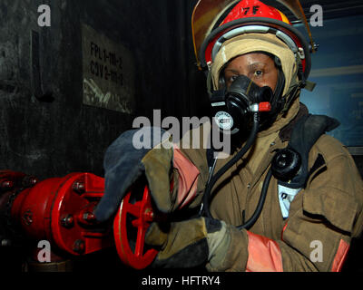 US Navy Damage Controlmen test the Aqueous Film Forming Foam (AFFF ...