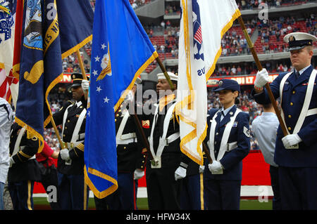 A Joint Services Color Guard presents the colors during the National ...