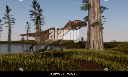 3d illustration of the hunting utahraptor dinosaurus Stock Photo - Alamy